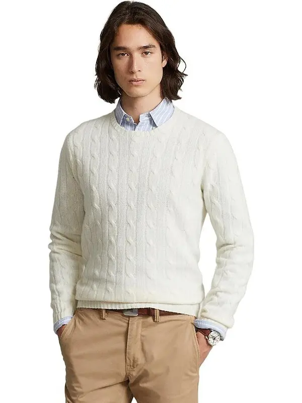 Polo Ralph Lauren Cashmere Cable Knit Crewneck Sweater - Cream