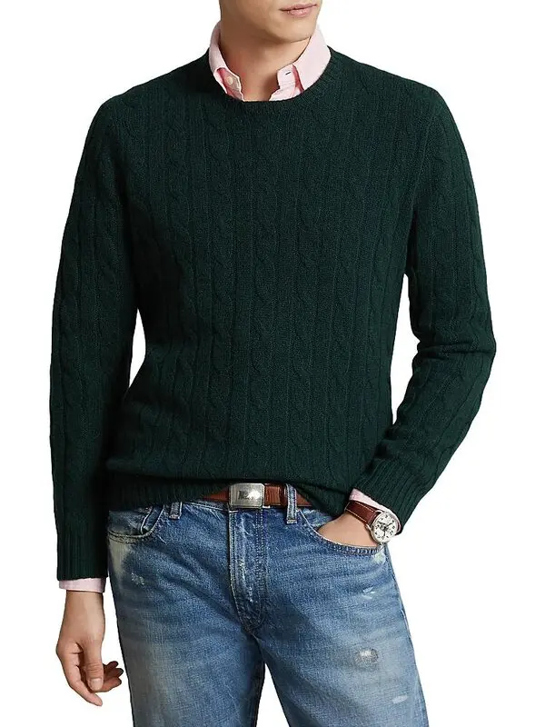 Polo Ralph Lauren Cashmere Cable Knit Crewneck Sweater - Hunt Club Green