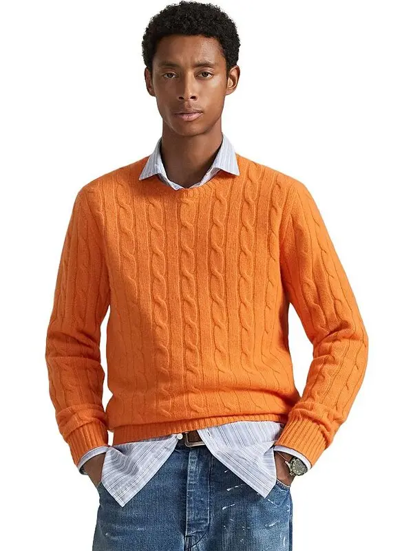Polo Ralph Lauren Cashmere Cable Knit Crewneck Sweater - Lantana Orange
