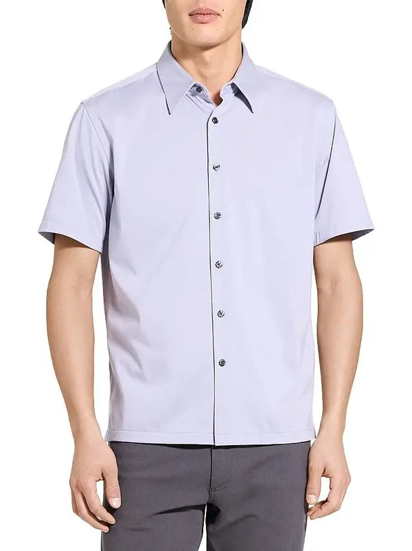 Theory Irving Regular Fit Short Sleeve Shirt - Gray Lilac