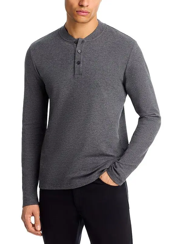 BOSS Slim Fit Ribbed Henley - Medium Grey