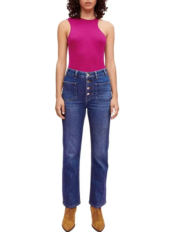 Maje High Rise Straight Jeans - Blue