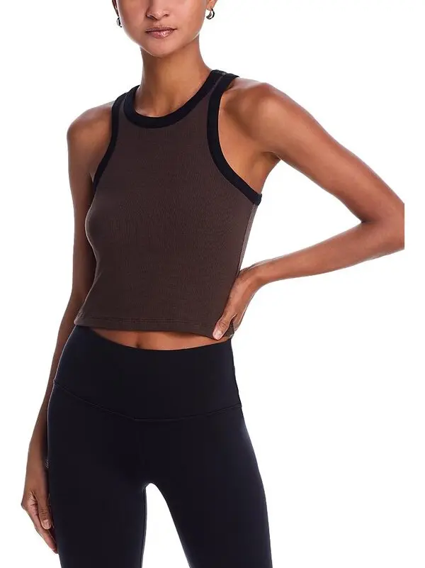 Splits59 Kiki Cropped Tank Top - Dark Chocolate/black