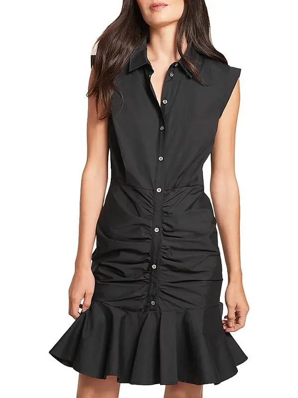 Veronica Beard Bell Ruched Shirtdress - Black