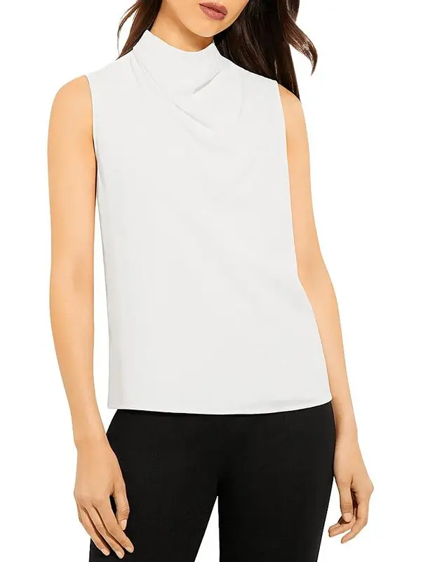 Misook High Cowl Neck Top - White
