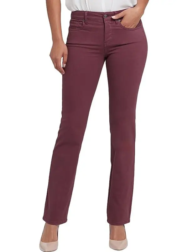 NYDJ Petite Marilyn High Rise Straight Jeans - Dark Cherry