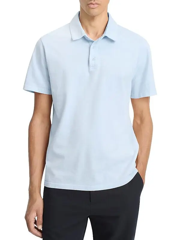 Vince Cotton Knit Polo Shirt - Washed Rainwater
