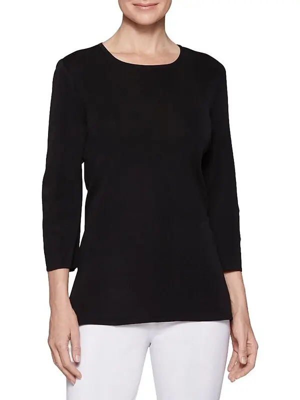 Misook Round Neck Tunic - Black