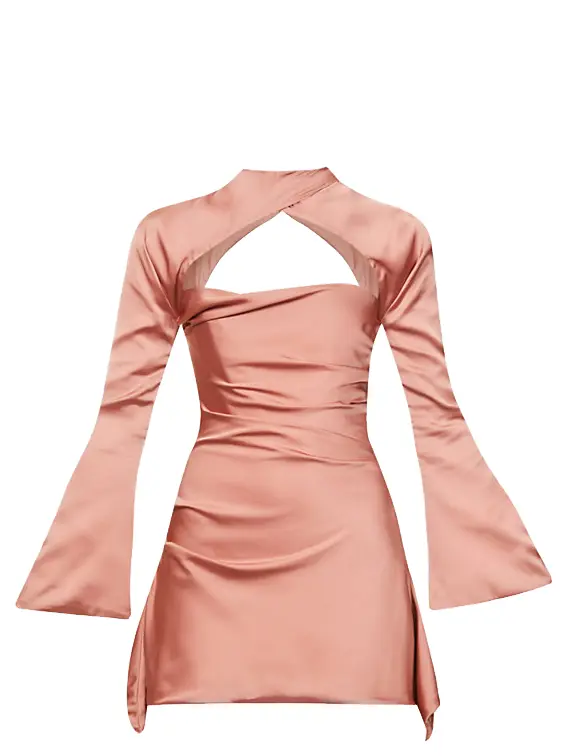 House Of Cb Toira Long-sleeved Corseted Mini Dress - Rose