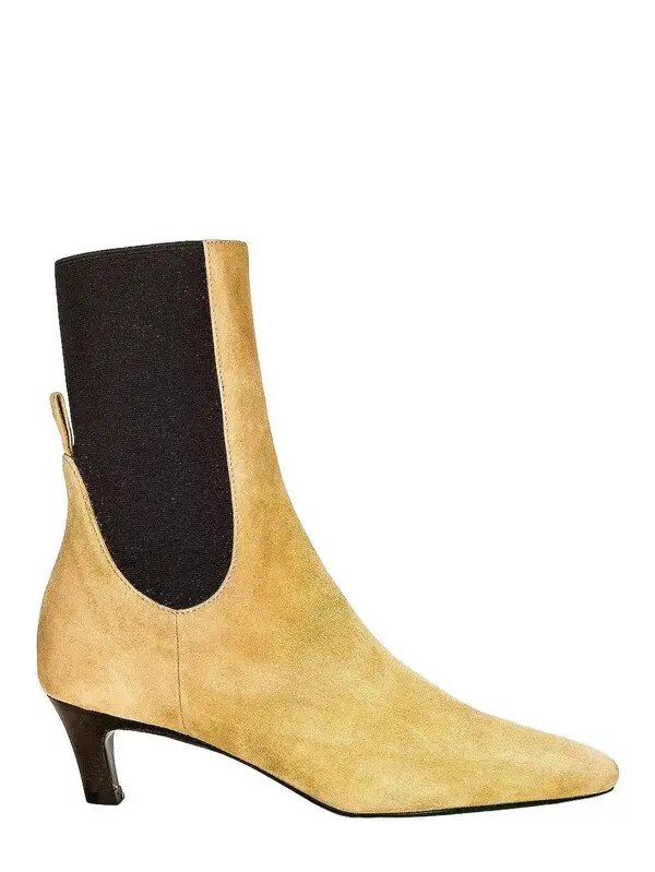 TOTEME The Mid Heel Suede Boots - Beige