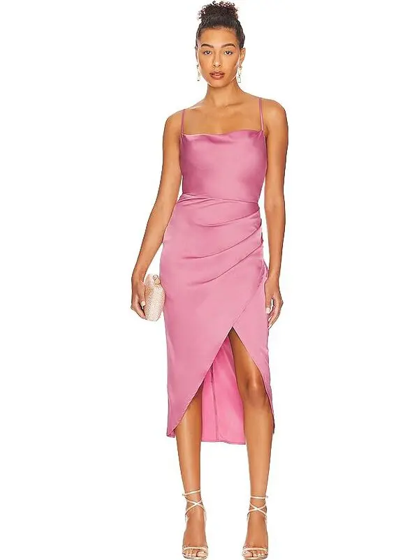 MORE TO COME Adonia Wrap Midi Dress - Pink