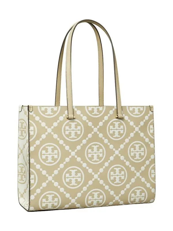 Tory Burch T Monogram Embossed Tote - Beige