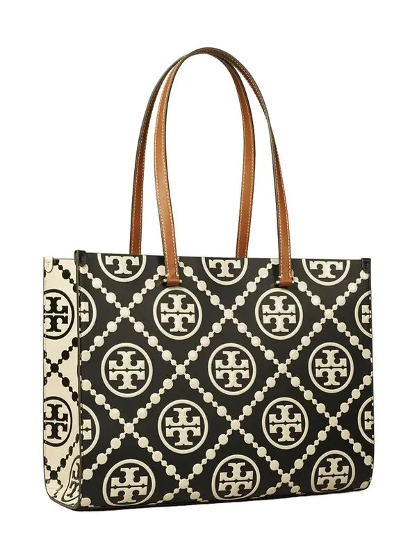 Tory Burch T Monogram Embossed Tote - Black/white