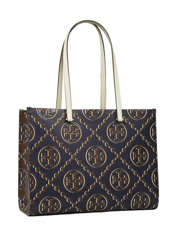 Tory Burch T Monogram Embossed Tote - Tory Navy/john Coco