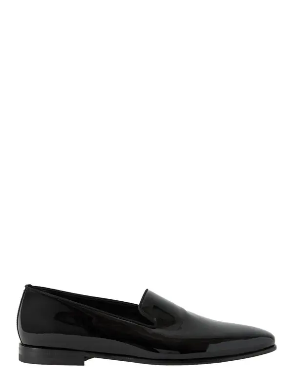 Manolo Blahnik Mario Grosgrain-trimmed Patent-leather Loafers - Black