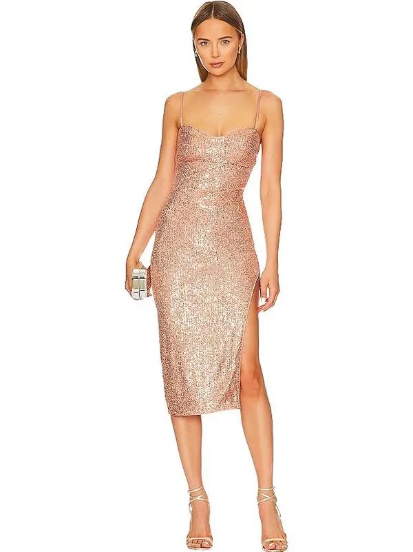 Majorelle Maizie Midi Dress - Rose Gold