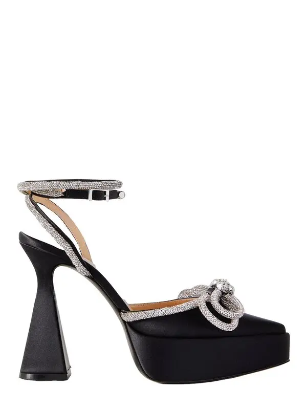 Mach & Mach Double Bow Crystal-embellished Platform Pumps - Black
