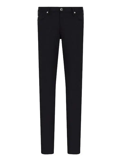 Emporio Armani J06 Comfort Stretch-gabardine Slim-fit Trousers - Navy