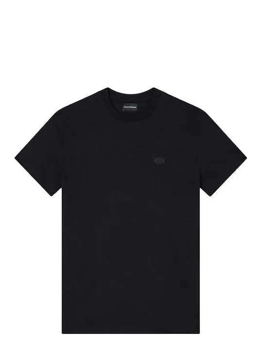 Emporio Armani Supima Jersey T-shirt With Micro Logo Patch - Black