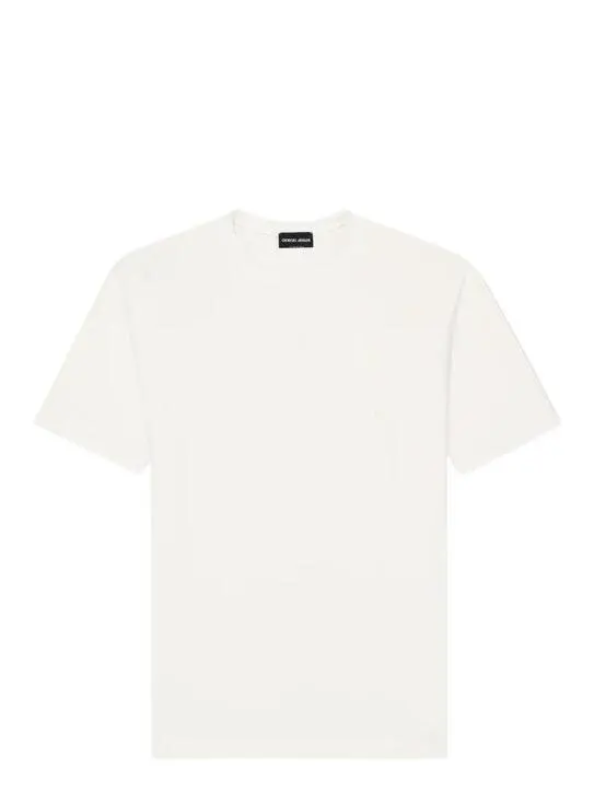 Giorgio Armani Asv Stretch Viscose Jersey Jumper With Crew Neck And Short Sleeves - White