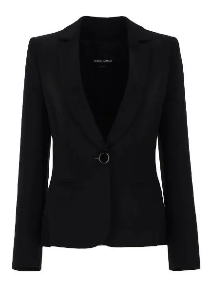 Giorgio Armani Mulberry Silk Single-breasted Jacket - Black
