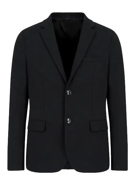 Emporio Armani Stitched-jersey Single-breasted Jacket - Black