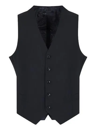 Giorgio Armani Single-breasted Waistcoat In Virgin Wool - Navy