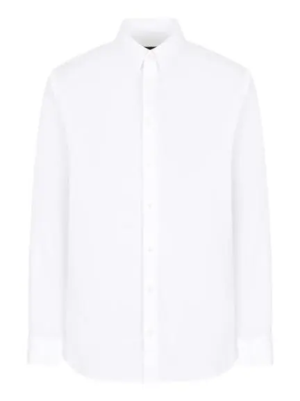 Giorgio Armani Stretch Fabric Shirt With Collar Stays - White