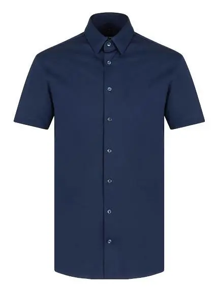 Giorgio Armani Short-sleeved, Cotton-jersey Shirt - Navy