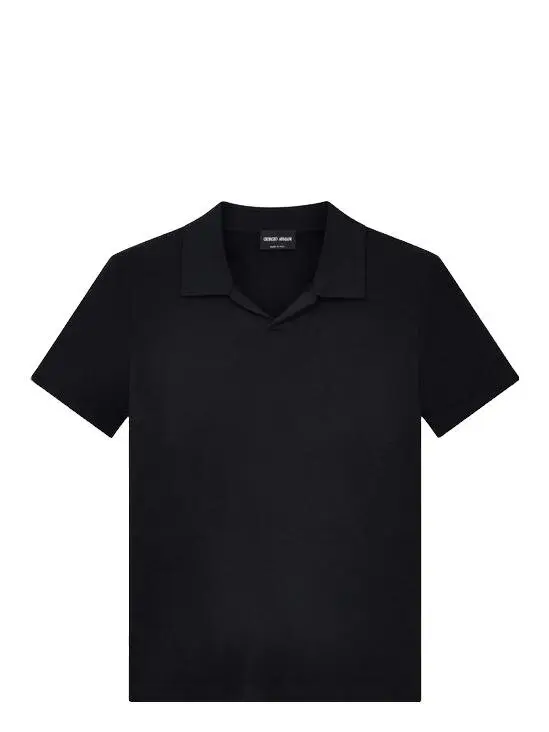 Giorgio Armani Asv Stretch Viscose Jersey Short-sleeved Polo Shirt - Black