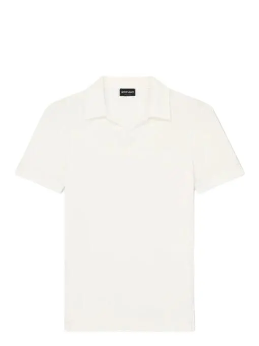 Giorgio Armani Asv Stretch Viscose Jersey Short-sleeved Polo Shirt - White