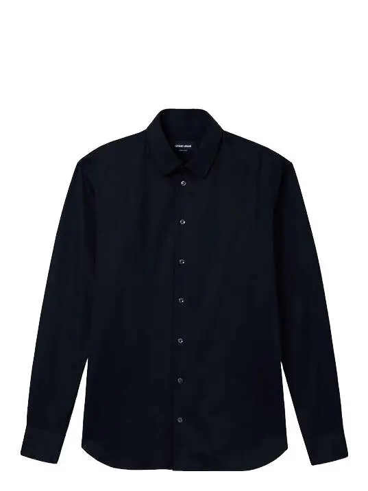 Giorgio Armani Plain-knit Cotton Interlock Shirt - Black