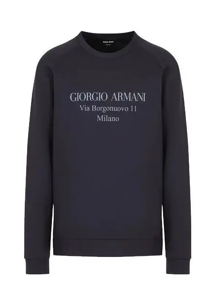 Giorgio Armani Borgonuovo 11 Cotton Double Jersey Sweatshirt - Navy