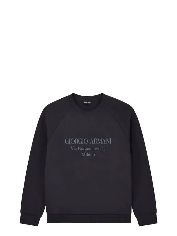 Giorgio Armani Borgonuovo 11 Cotton Double Jersey Sweatshirt - Navy