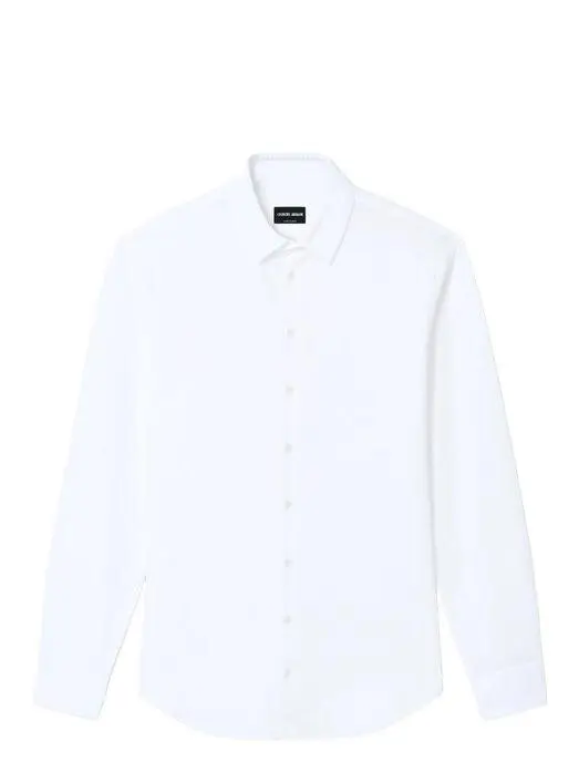 Giorgio Armani Regular-fit Cotton-seersucker Shirt - White