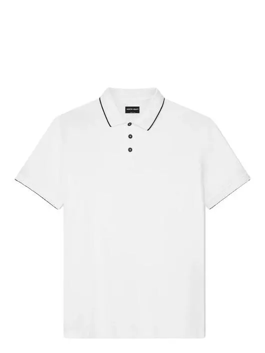 Giorgio Armani Piqué Polo Shirt In Lisle Cotton Yarn - White