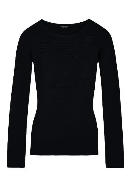 Giorgio Armani Links-stitch Viscose Long-sleeved Jumper - Black
