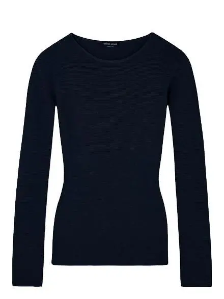 Giorgio Armani Links-stitch Viscose Long-sleeved Jumper - Blue / Navy