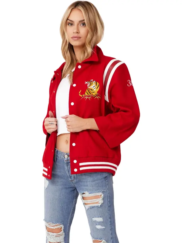 SIWY OUTLET Adeline Varsity Jacket - Red