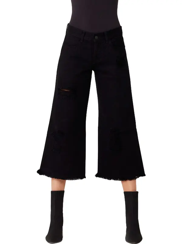 SIWY OUTLET Siwy Milly Wide Leg Cropped Pants - Black / Silver