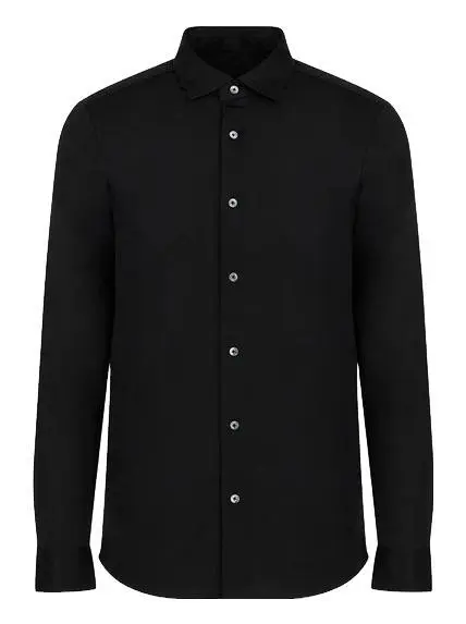 Emporio Armani Asv Lyocell-blend Jersey Shirt - Black