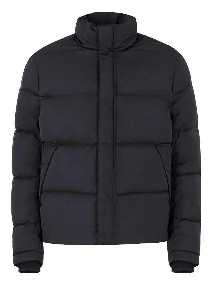 Emporio Armani Quilted Puffer Jacket With Jacquard Eagle - Navy