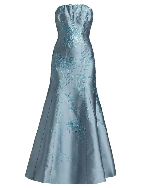 Rene Ruiz Collection Strapless Jacquard Mermaid Gown - Cornflake
