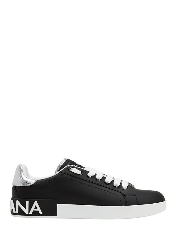 Dolce & Gabbana Leather Low-top Sneakers - Black/silver