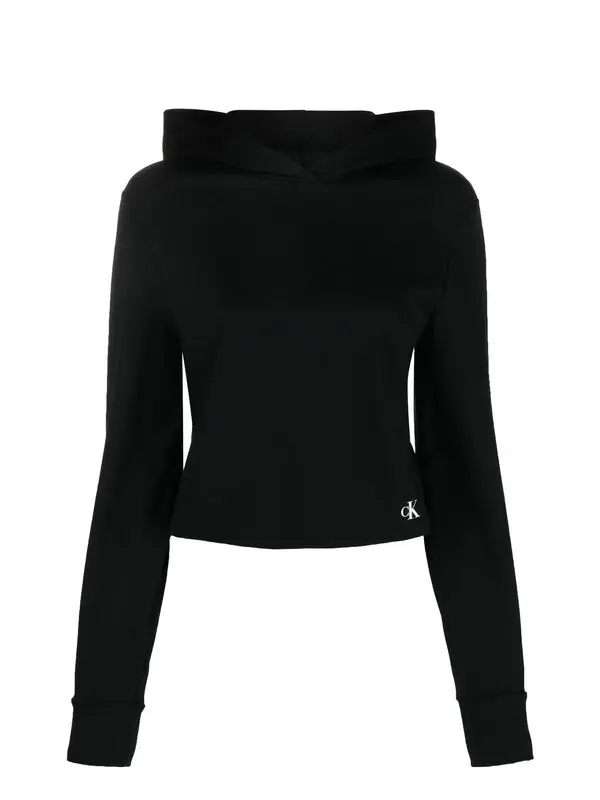 Calvin Klein Cropped Logo Hoodie - Black