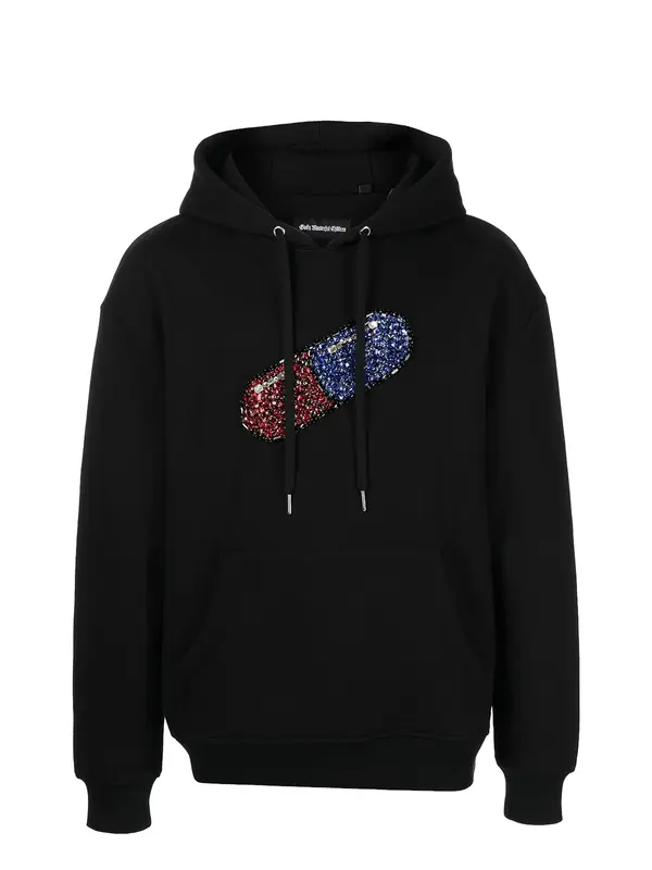 GOD'S MASTERFUL CHILDREN Pill Crystal-embellished Hoodie - Black
