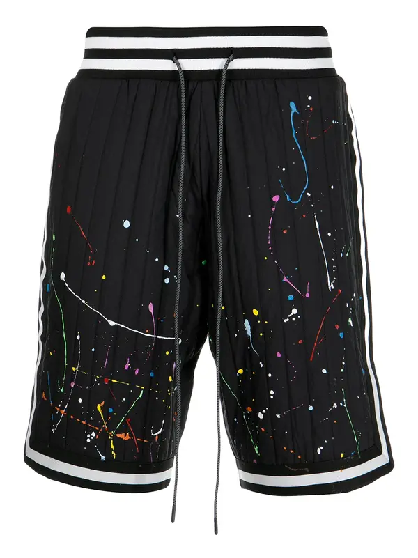 MOSTLY HEARD RARELY SEEN Quilted Paint-splatter Shorts - Black