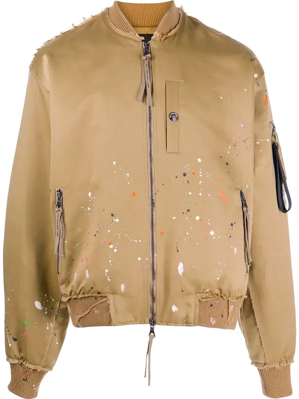 MOSTLY HEARD RARELY SEEN Ma-1 Paint-splattered Bomber Jacket - Brown