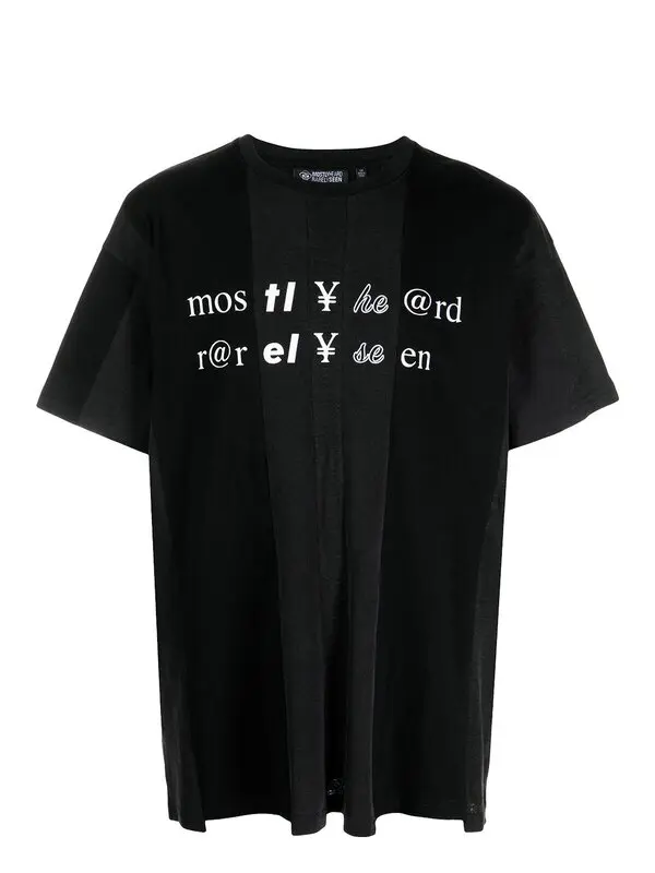 MOSTLY HEARD RARELY SEEN Text Print Cottont-shirt - Black
