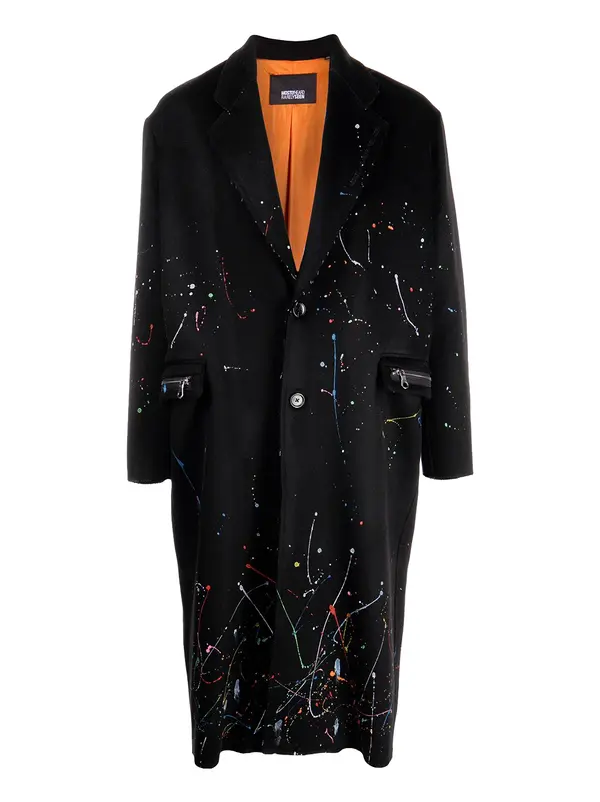 MOSTLY HEARD RARELY SEEN Paint-splatter Overcoat - Black